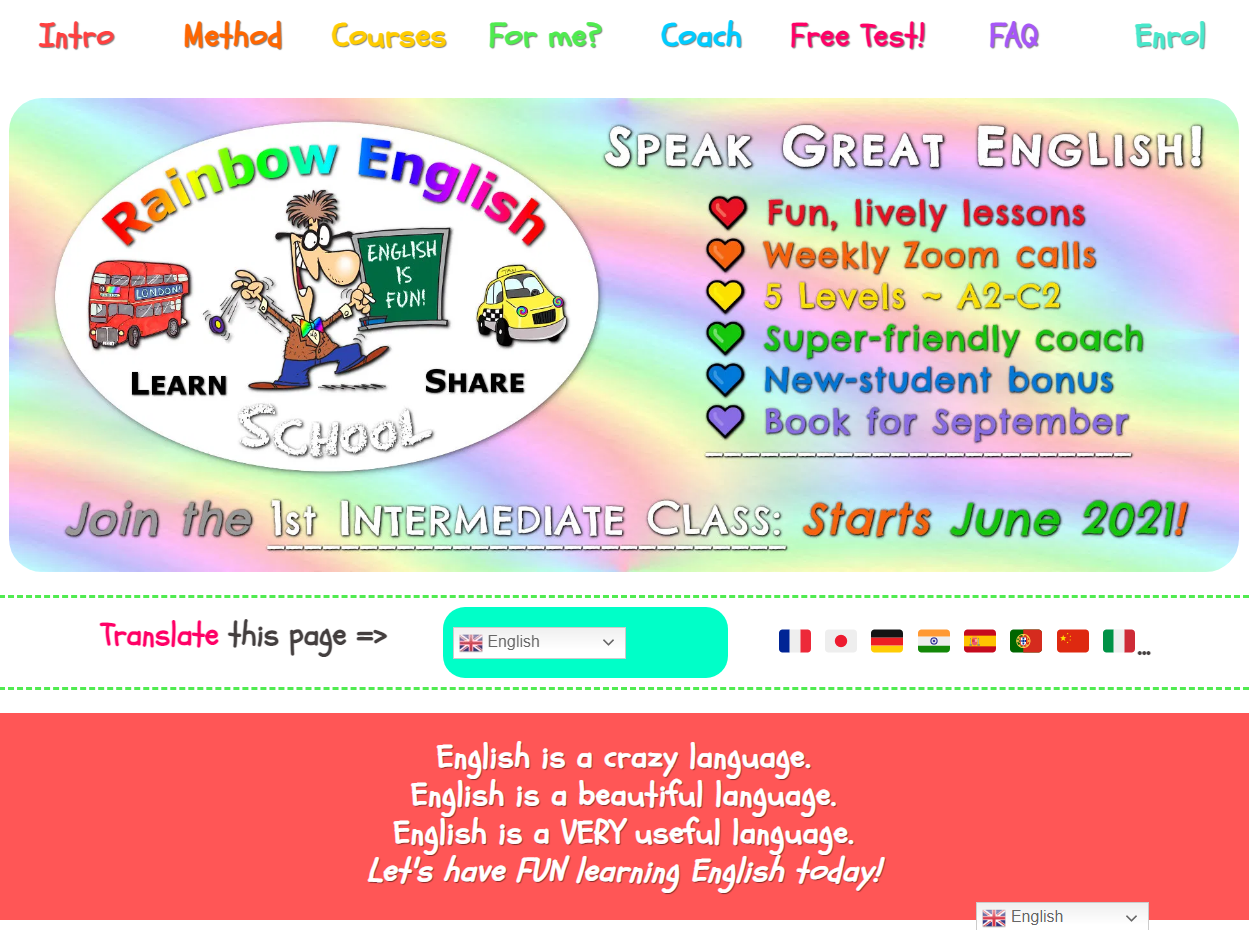 Fun Online English Courses for ALL Levels - Rainbow English School