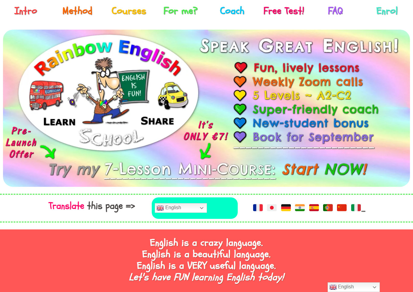Fun Online English Courses for ALL Levels - Rainbow English School